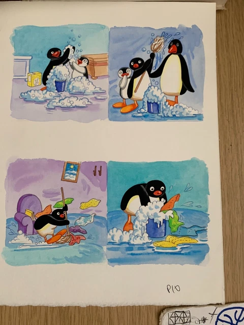 ORIGINAL ARTWORK FOR The Pingu Magazine iss 81 Pingu Tries to help £99. ...