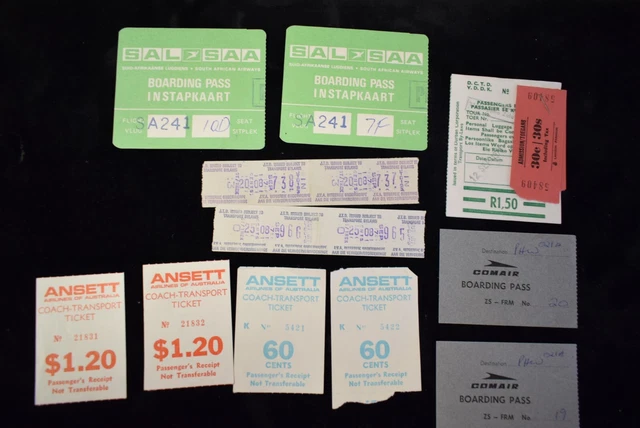 VINTAGE AIRLINE PLANE Tickets Boarding Pass Flight Receipt Airlines of ...