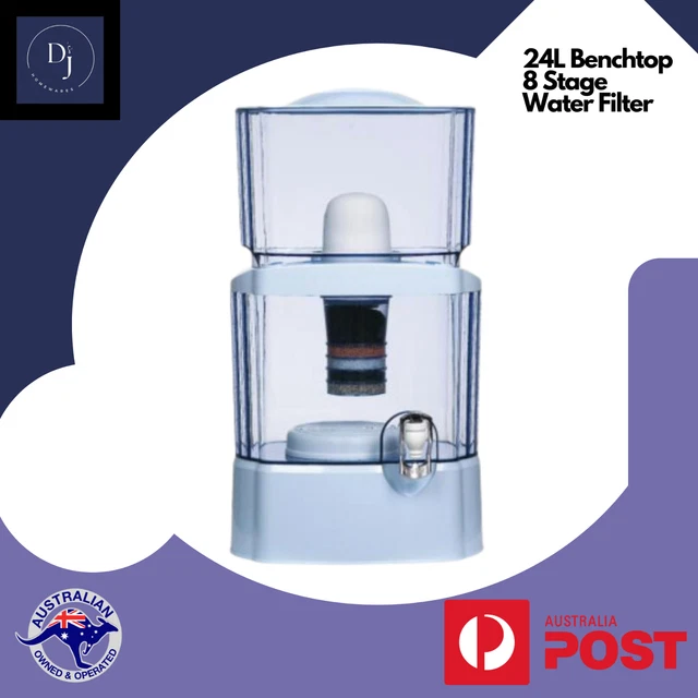 24L BENCHTOP 8 Stage Water Filter - Ceramic Carbon Mineral Stone Silica ...