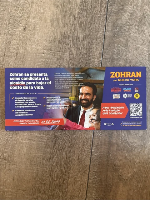 ZOHRAN MAMDANI NEW York City Mayor 2025 Campaign Flyer English Spanish ...