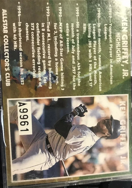 Rare Ken Griffey Jr Gold Performance Allstar Collector's Club A9961