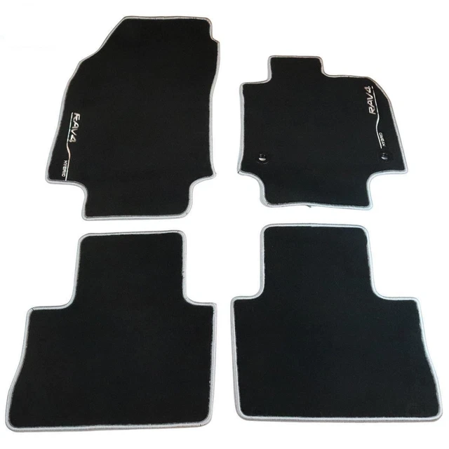 GENUINE TOYOTA RAV4 Front & Rear Carpet Floor Mats Black w/Logo 18 ...