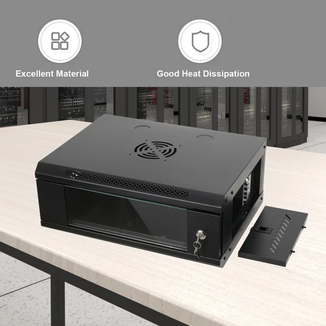 4U WALL MOUNT Network Server Cabinet Rack Enclosure Rack Glass Door ...