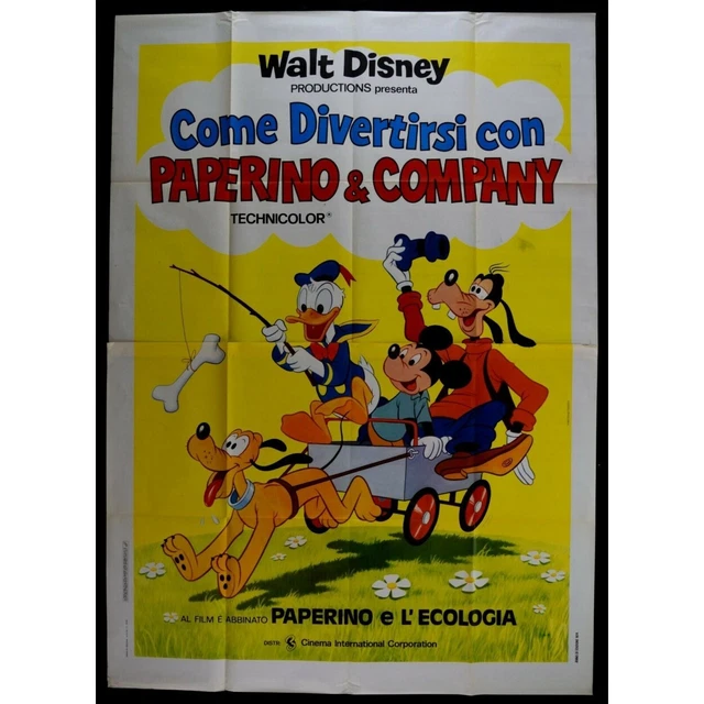 MANIFESTO 4FCOME DIVERTIRSI CON PAPAPERINO PIPPO PLUTO walt disney A346 ...