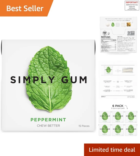 DELICIOUS PEPPERMINT CHEWING Gum | Plant-Based, Kosher & Guilt-Free | 6 ...