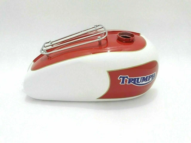 FIT FOR TRIUMPH T120 Bonneville 3.5 Gallon Red & White Painted Steel ...