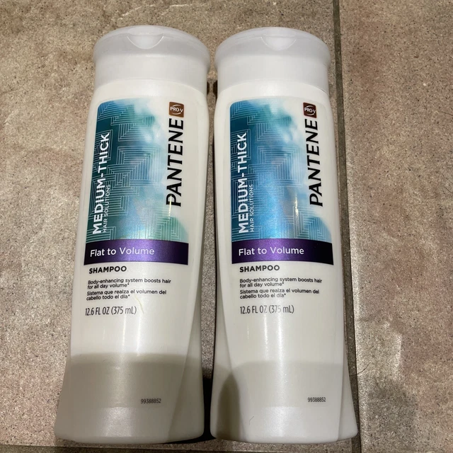 2X PANTENE PRO V Medium-Thick Hair Solutions Flat To Volume Shampoo 12 ...