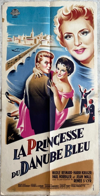 LA PRINCESSE DU DANUBE BLEU Affiche de cinéma 1954 H. Kruger N. Besnard 40X80 EUR 40,00 ...