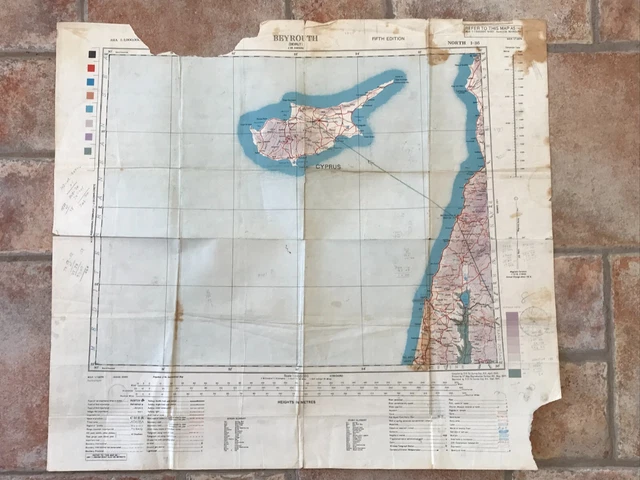 WW2 MILITARY MAP of Beyrouth / Beirut / Tripoli / Tel Aviv / Cyprus I ...