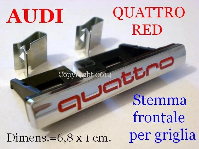 AUDI QUATTRO GRIGLIA CALANDRA ANTERIORE RED ROSSO Stemma Badge Emblema ...