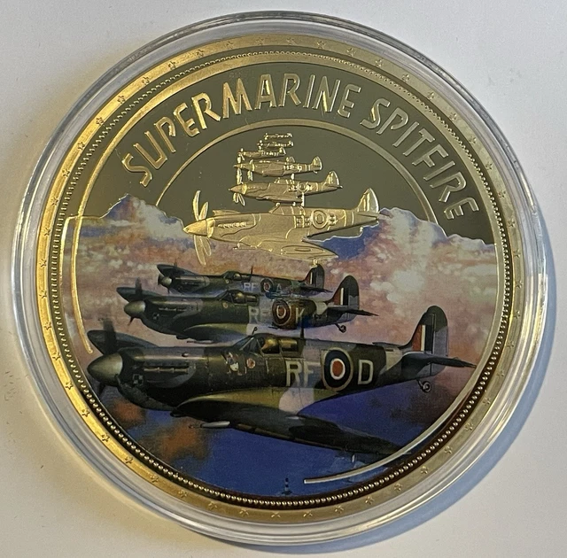 LARGE 70MM SUBMARINE SPITFIRE 24 Carat Gold Plated Commemorative Coin ...
