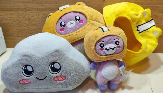 LANKY BOX PLUSHIES Bundle 3 Deluxe Plush Soft Toys + Bonus Plush Hat ...