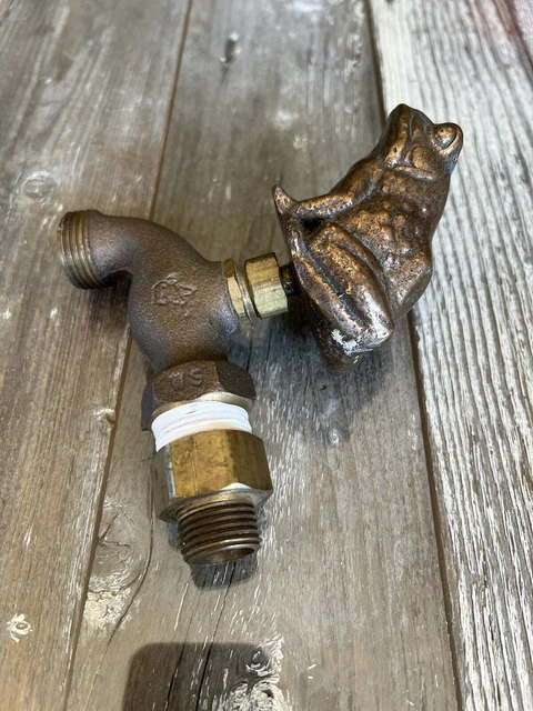 BRASS GARDEN FAUCET Hose Frog Toad Spigot Yard Water Home Decor WS USA ...