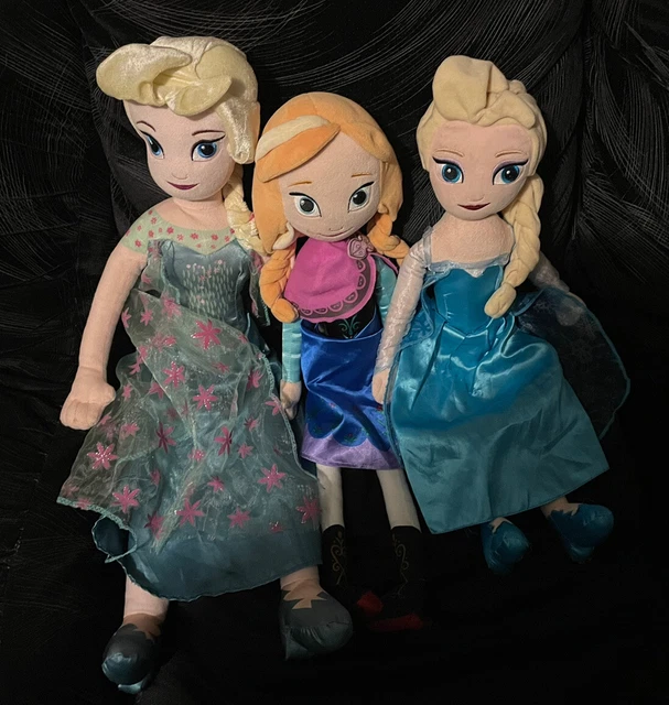 LARGE ELSA AND Anna Disney Frozen Plush Rag Dolls Lot Of 3 Disney Store ...