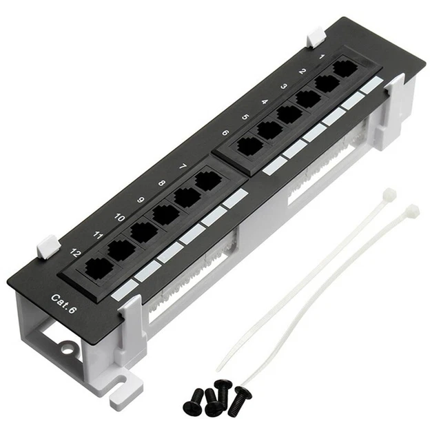 KIT STRUMENTI 12 porte CAT6 pannello patch RJ45 rack di montaggio a ...