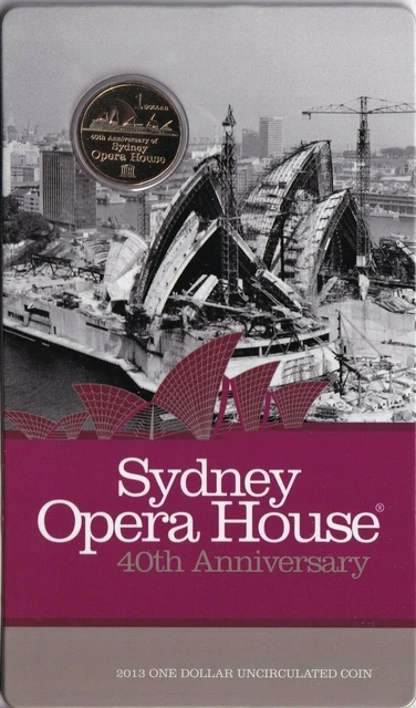 AUSTRALIAN: 2013 $1 40th ANNIVERSARY SYDNEY OPERA HOUSE COIN ON CARD ...
