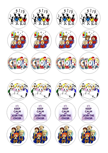 24 CHOIR BIRTHDAY Cupcake Topper Wafer Rice Edible Fairy Cake Bun ...