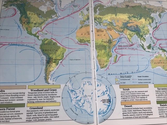 MAP OF THE World Environment Print 1996 TA Bartholomew Times #46 47 £8. ...