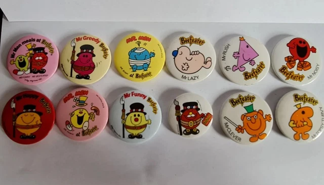 12 VINTAGE MR Men Beefeater Badges 1980's Pin Badges Pins £12.00 ...