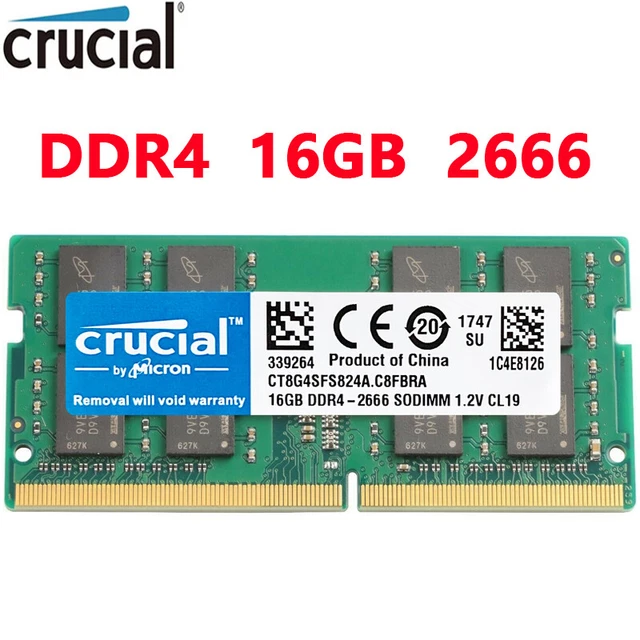 CRUCIAL DDR4 16GB 2666 PC4-21300 Laptop 260-Pin SODIMM Notebook Memory RAM 1X16 EUR 36,08 ...