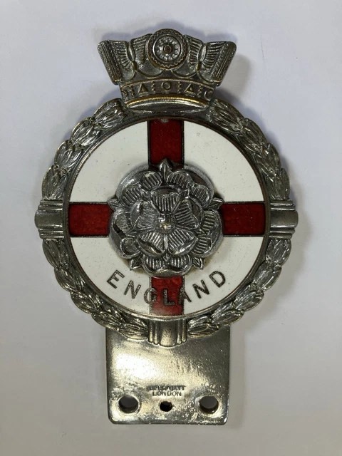 ENGLAND GEORGE CROSS Classic Car Badge (English Rose In Crown) JR Gaunt ...