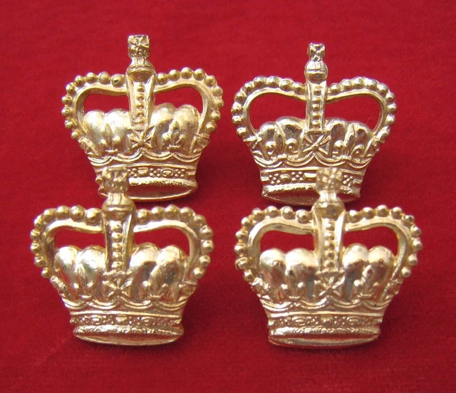 BRITISH ARMY OFFICER’S Gold Anodised Rank Crowns (Queen’s Crown). (x4 ...