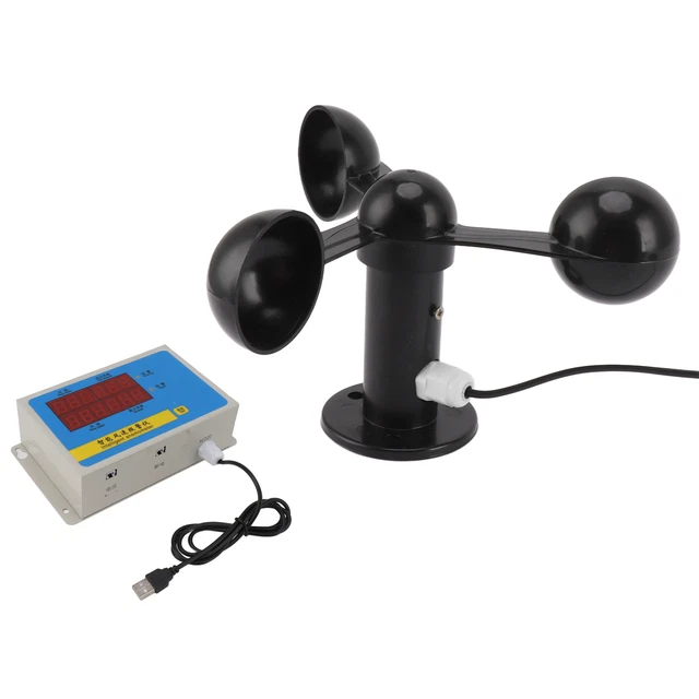 TOWER CRANE ANEMOMETER Wind Speed Alarm USB 3 Fan Blades Accurate ...