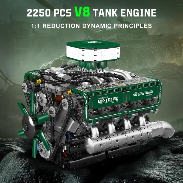MOULD KING 10182 Technik V8 Twin-Turbo Engine Building Kit, 2250 Pieces ...