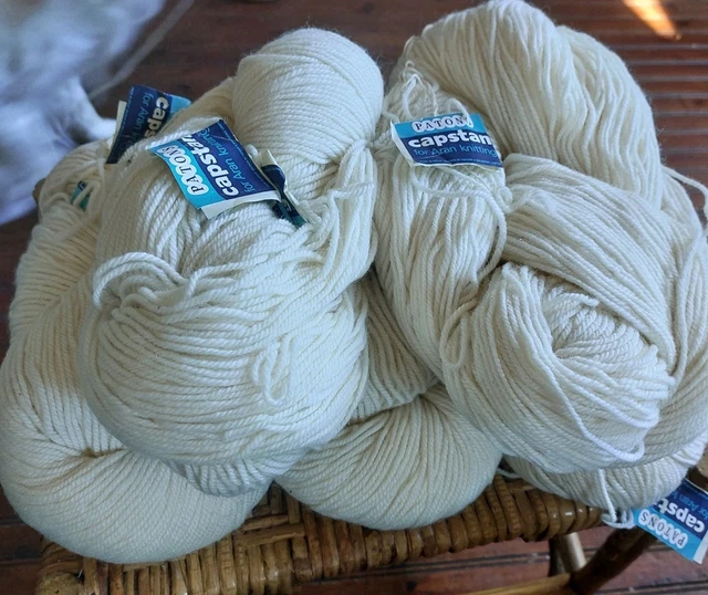5 BALLS CREAM Capstan Aran Knitting 100% Wool. In Original Packaging. £ ...