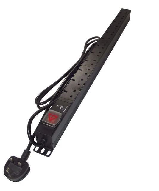 12 WAY UK PDU VERTICAL MOUNT SURGE PROTECTED 19" Rack Power ...