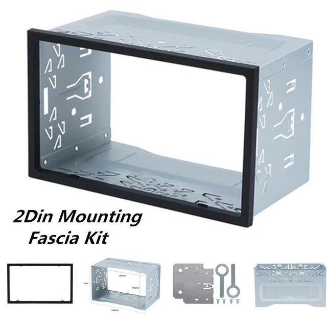 SILVER 2DIN CAR Radio Fascia Dash Panel Cover Trim Kit Metal ...