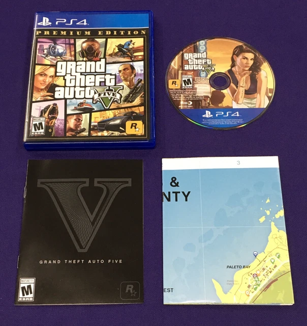 GRAND THEFT AUTO V GTA 5 Premium Edition Sony PlayStation 4 PS4 Complete w/ Map EUR 20,96 ...