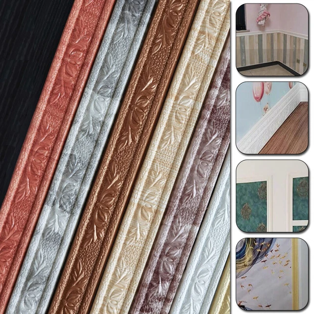 WALL SELF-ADHESIVE STICKER Skirting Wallpaper 3D Border Home Decor ...
