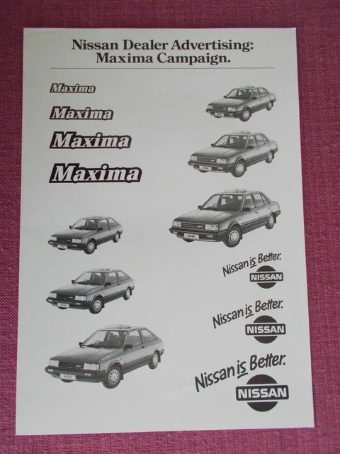 NISSAN SUNNY MAXIMA A4 Sized Advertising Proof Brochure (Db 10) £7.99 ...