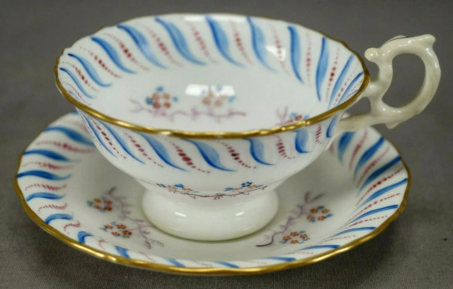 ANTIQUE SAMUEL ALCOCK Pattern 6021 Blue Red Purple Floral & Gold Cup ...