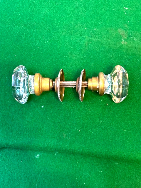 ANTIQUE VINTAGE 8 Sided Octagon Clear Glass Door Knobs set for one door £12.00 - PicClick UK
