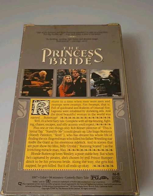 VINTAGE 1987 THE Princess Bride VHS Nelson Entertainment TESTED £8.89 ...