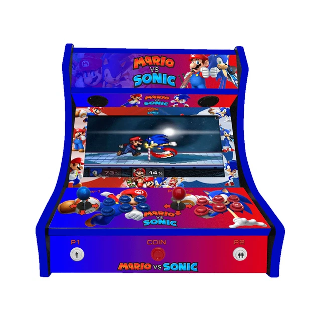 2 PLAYER BARTOP Arcade Machine Mario vs Sonic Themed Design Whopping ...