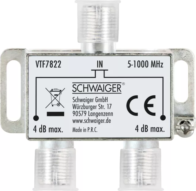 VERTEILER 2FACH SPLITTER TV Kabel Antenne Satellit Fernseh Koax HD ...