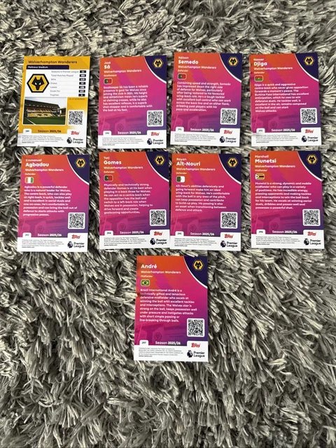 TOPPS 2025/26 PREMIER League Wolves Full Team Set - 18 Cards No Dupes £ ...