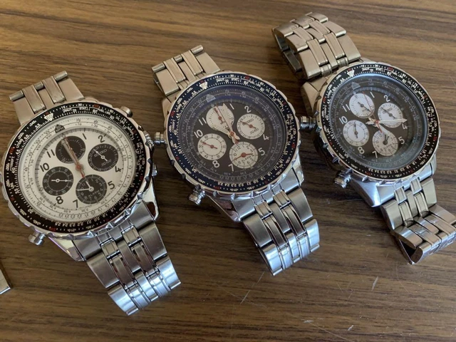 SEIKO FLIGHTMASTER 7T34-6B00 Quartz Chronograph Alarm Mens Watch Set of ...