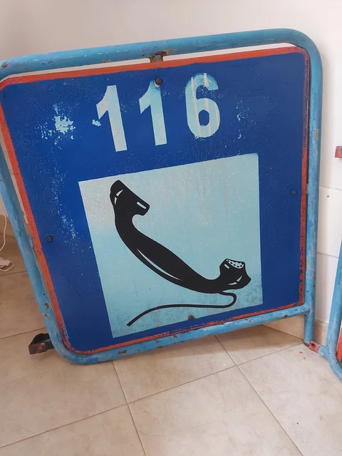 INSEGNA TABELLA ACI Telefono 116 Con Staffe Anni 60 EUR 110,00 ...