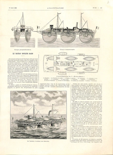 PLAN BATEAU NAVIRE rouleur d'Ernest Bazin/Le rocher de Lisa France ...