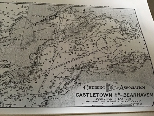 CARTA MARINA VINTAGE / MAPPA NAUTICA 1961 Irlanda Castletown Harbour ...