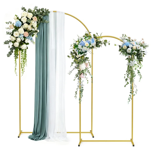 METAL ARCH BACKDROP Stand, 7.2FT+6FT Gold Arch Stand Wedding Arch ...