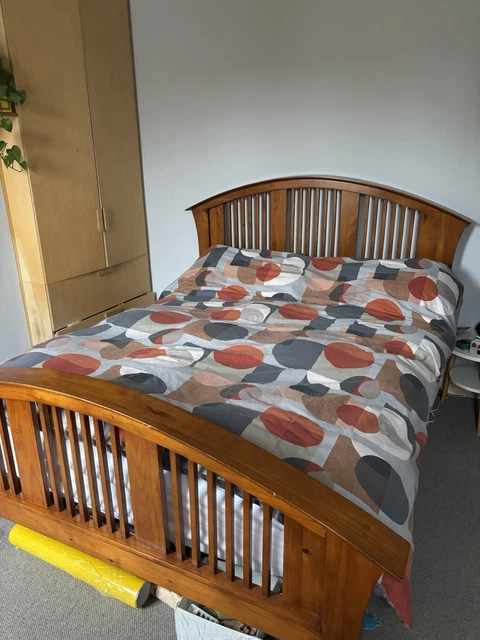 KINGSIZE SOLID OAK Bed Frame Mattress Not Included £49.78 - PicClick UK