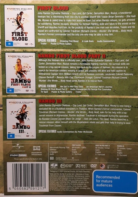 RAMBO / RAMBO, FIRST BLOOD PART II / RAMBO III - Sylvester Stallone - 3 ...