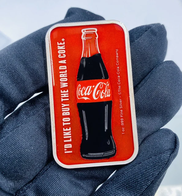 BARRA DE ARTE de plata fina Coca-Cola esmaltada de doble cara ...