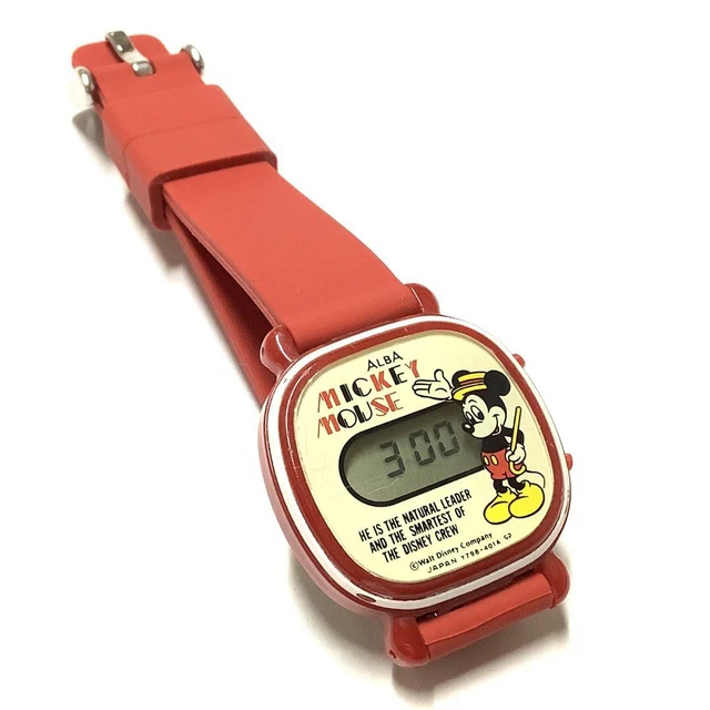SEIKO DISNEY MICKEY Mouse Digital Watch 80s Vintage 27mm Character Used ...