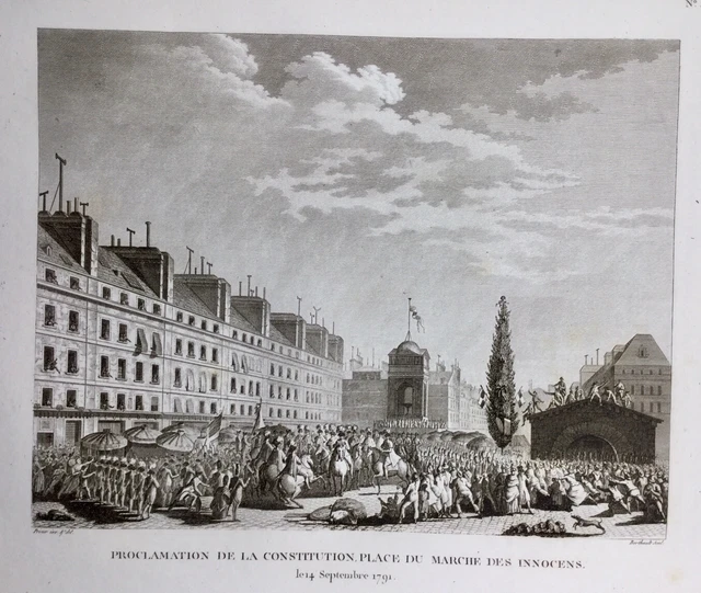 CONSTITUTION DE 1791 Aérostat Capet Louis XVI Rare Gravure Révolution ...
